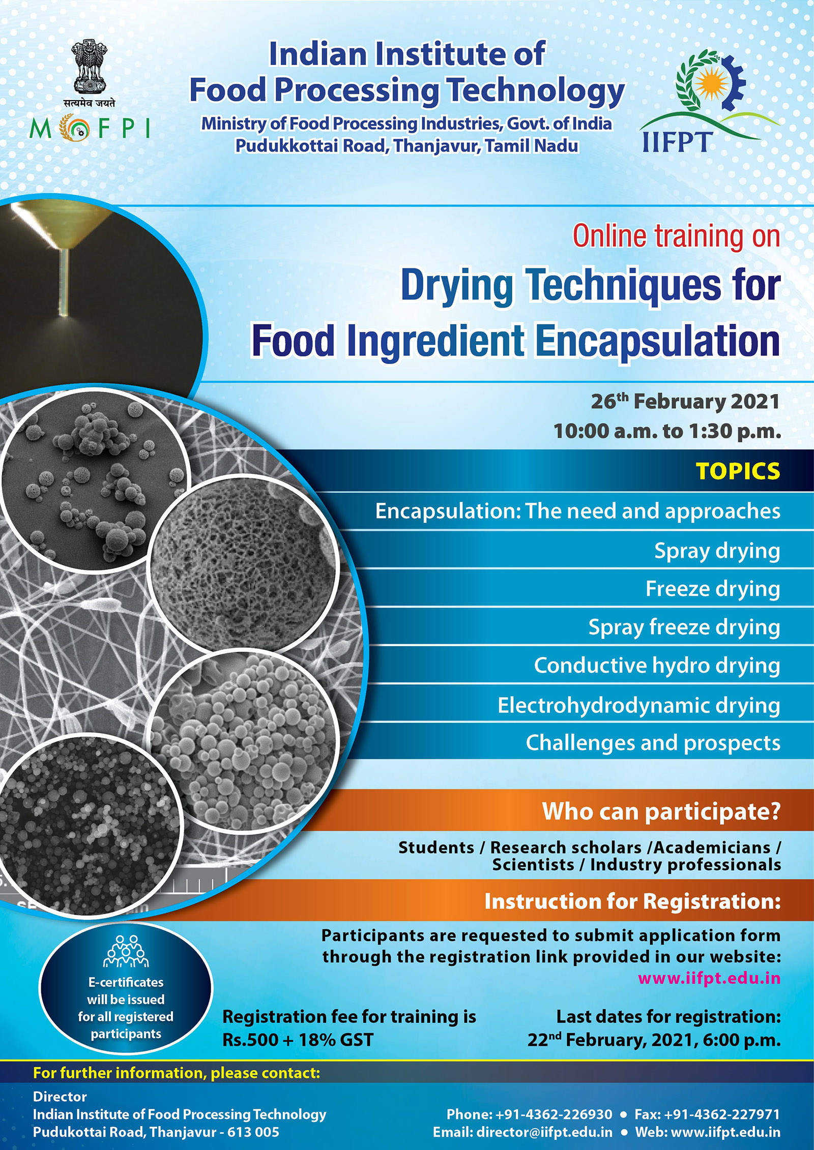 Online Training On Drying Techniques For Food Ingredient Encapsulation