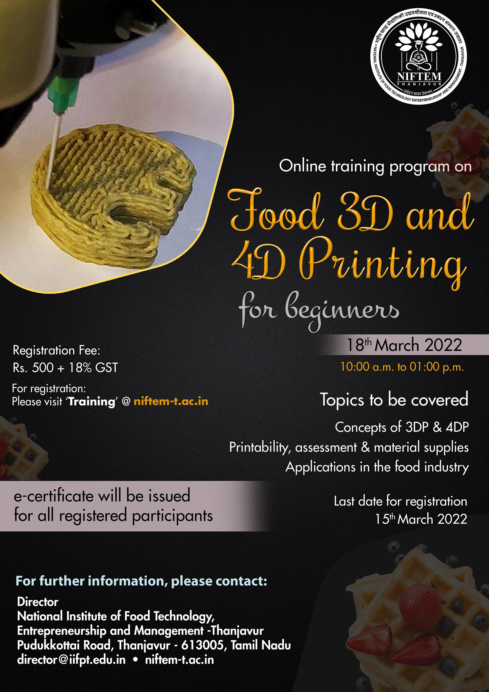 Online Training Program on Food 3D and 4D Printing