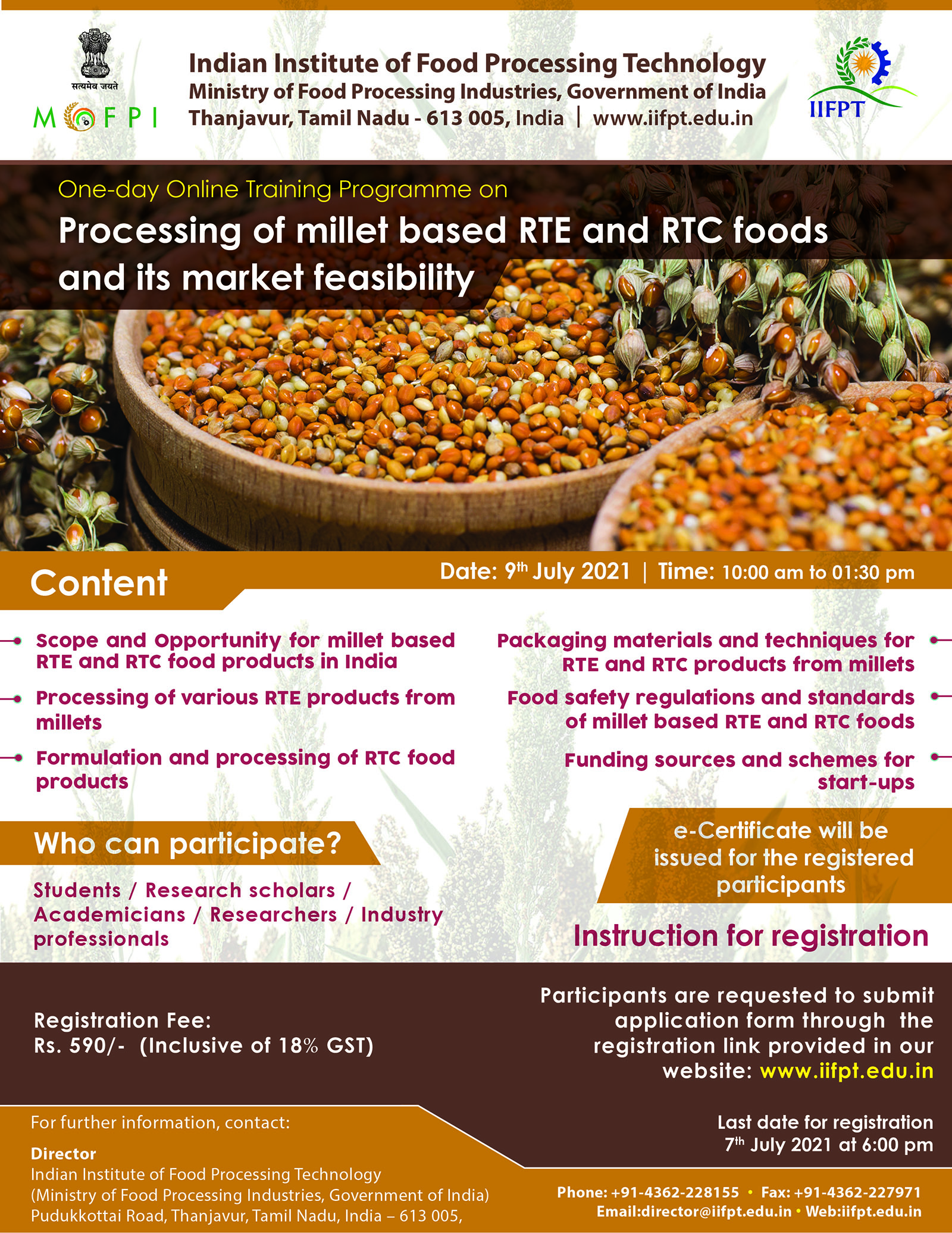 One Day Online Training Programme on Processing of Millet based RTE ...