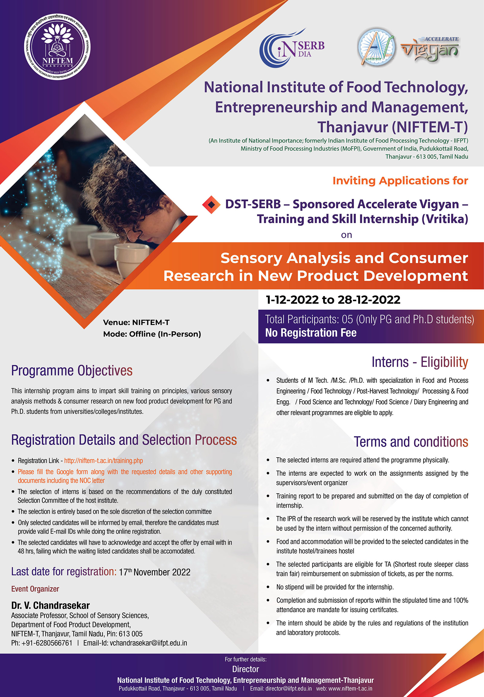 DST-SERB Sponsored Accelerate Vigyan – Training and Skill Internship ...