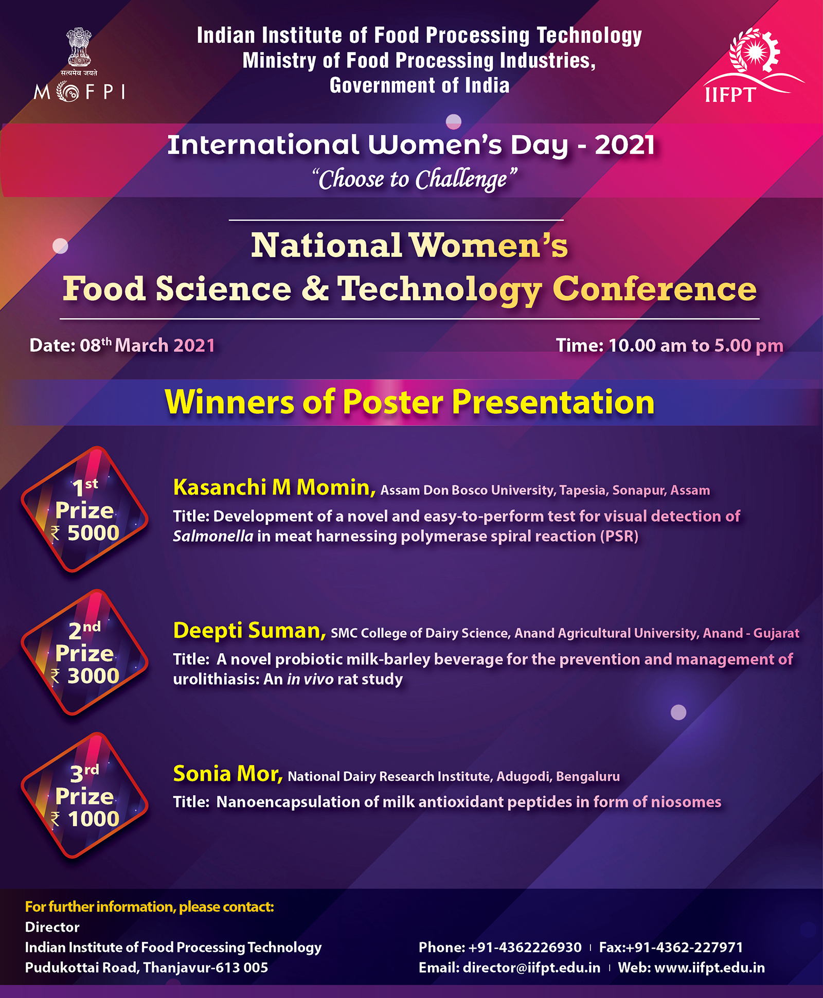 National Women's Food Science & Technology Conference 2021 - NIFTEM-T